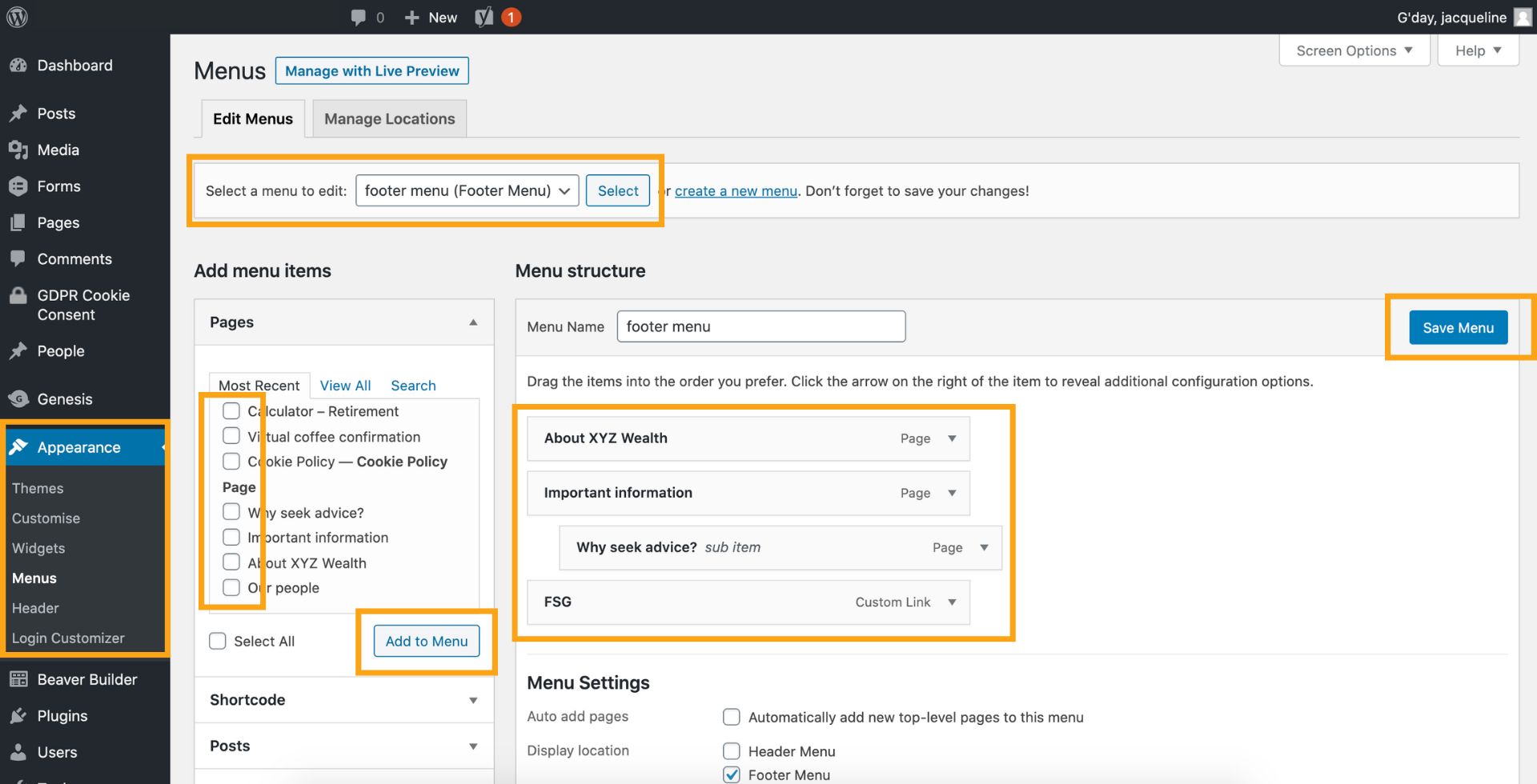 How to edit your navigation menu - Simply Advice Websites